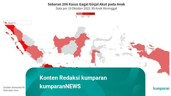 Peta Interaktif: Sebaran 206 Kasus Ginjal Akut pada Anak, DKI & Jabar Terbanyak | kumparan.com